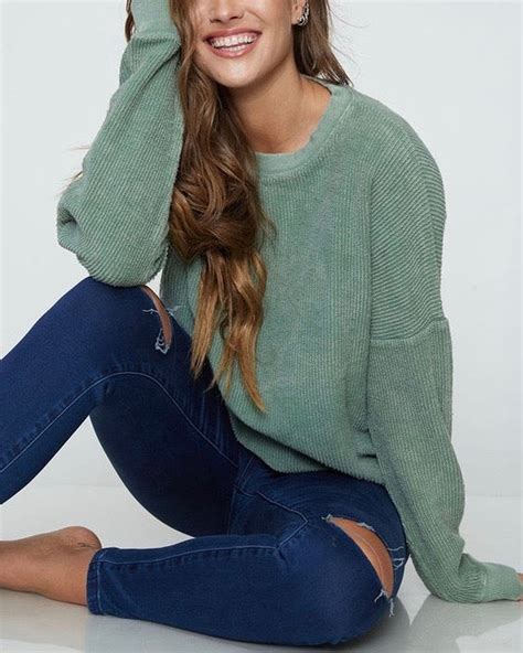 Long Sleeve Corduroy Knit Crew Neck Sweatshirt In More Colors Shop Hearts