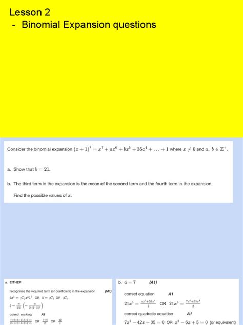 Slaa Binomial Expansion And Stats E Pdf Teaching Methods And Materials