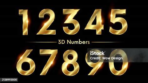 황금 숫자 3d 스타일 글꼴입니다 하나에서 아홉 개의 고립된 편지 생일 황금 숫자 벡터 디자인 요소 황금 숫자 세트 벡터 3d 그림입니다 사실적인 반짝이는 캐릭터 3차원