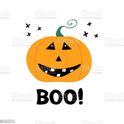 부 레터링 귀여운 미소 호박 캐릭터 할로윈 인사말 카드 흰색 배경에 격리 벡터 스톡 일러스트레이션입니다 10월에 대한 스톡 벡터 아트 및 기타 이미지 Istock