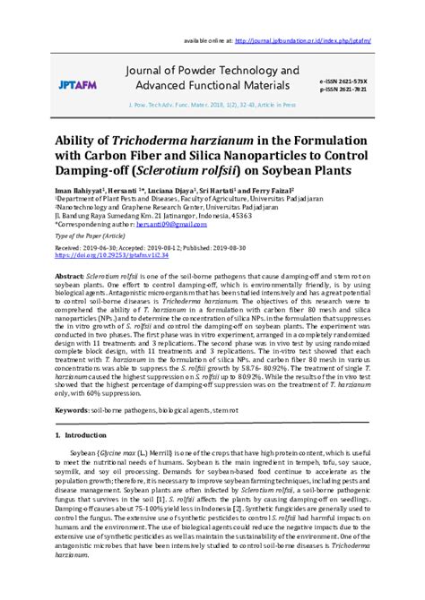 Pdf Ability Of Trichoderma Harzianum In The Formulation With Carbon Fiber And Silica Nano