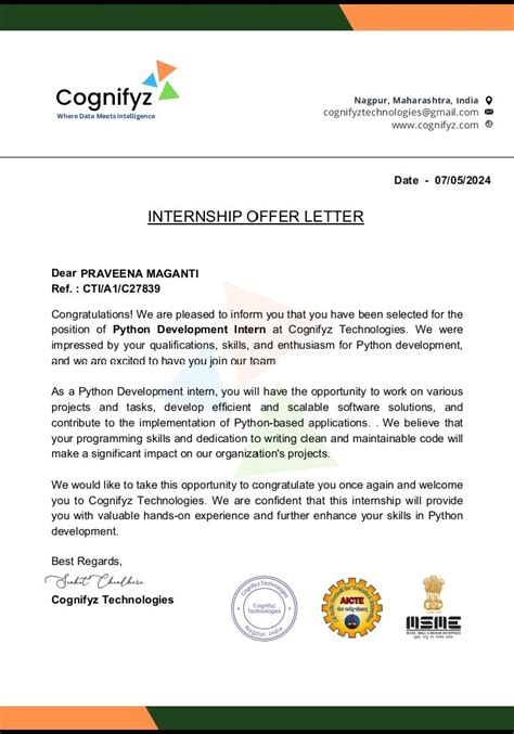 Praveena Maganti On Linkedin Cognifyz Python Internship Excitedtolearn