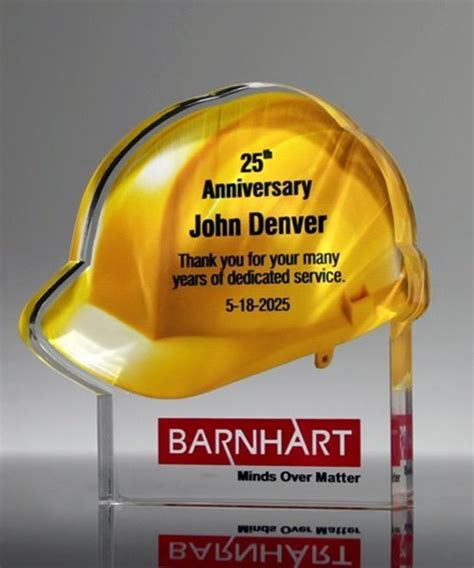 Acrylic Hard Hat Paperweight Trophy Edco Awards
