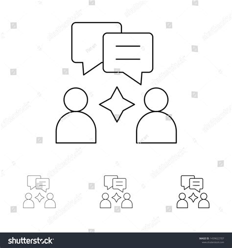 Man Group Chatting Bold Thin Black Stock Vector Royalty Free