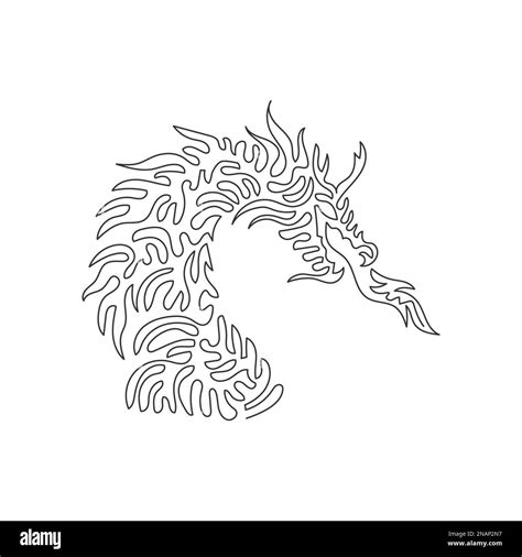 Continuous Curve One Line Drawing Of Gruesome Dragon Curve Abstract Art