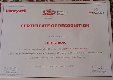 Jahanvi Rana On Linkedin Im Delighted To Announce That Ive Completed A 15 Day Workshop On Cloud
