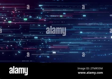 Digital Data Network Binary Code Running Big Data Concept Dark Blue