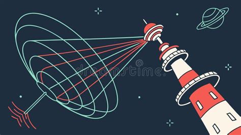 Lighthouse And Signal Beams Navigation Aid Maritime Safety Vector Design Generative Ai Stock