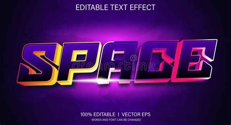 Space 3d Vector Text Effect With Modern Style Design Stock Vector Illustration Of Glowing