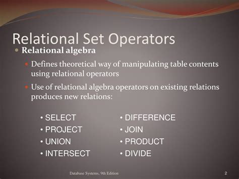 ppt relational algebra powerpoint presentation free download id