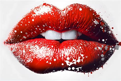 Premium Photo Red Lips Contour Isolated On White Background