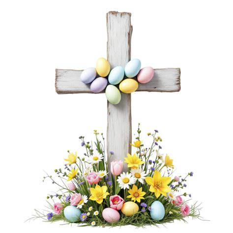 Easter Cross With Easter Eggs 59914998 Png