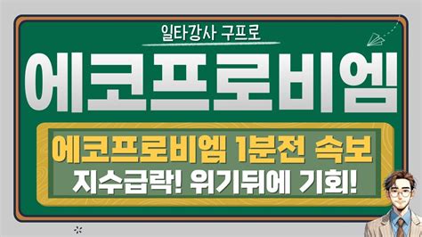 에코프로비엠 주가전망 에코프로비엠 1분전 속보 지수급락 위기뒤에 기회 Youtube