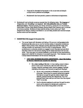 College Board Approved AP English Language And Composition Syllabus