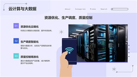 蓝色插画风互联网 制造业的创新：推动制造业转型与升级ppt模板 Islide