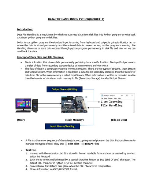 File Handling Module 1 Pdf Computer File Inputoutput