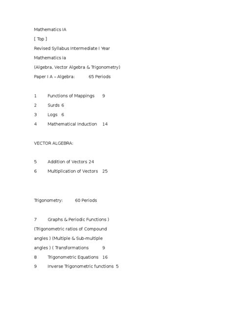 mec maths syllabus pdf trigonometric functions vector space