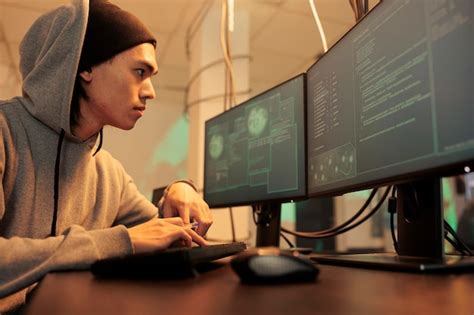 Premium Photo Computer Fraud Electronic Data Stealing Hacker Threat Criminal Coding Malware