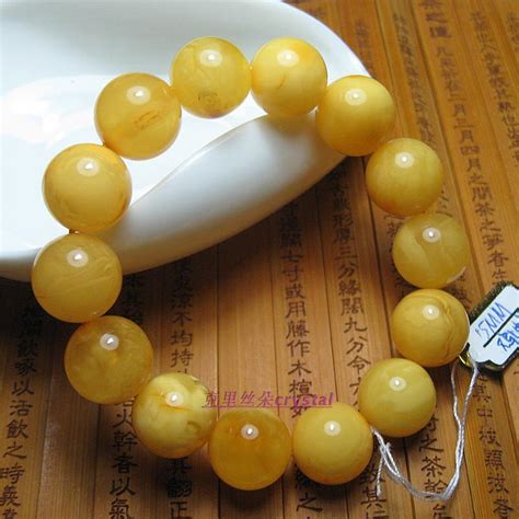 【克里丝朵】天然开光波罗的海15mm蜜蜡手串鸡油黄手链蜜蜡手链千草花