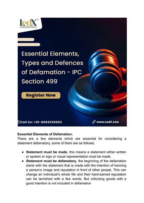 Ppt Essential Elements Types And Defences Of Defamation Ipc Section 499 1 Powerpoint