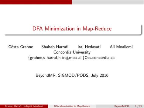 Dfa Minimization In Map Reduce Ppt