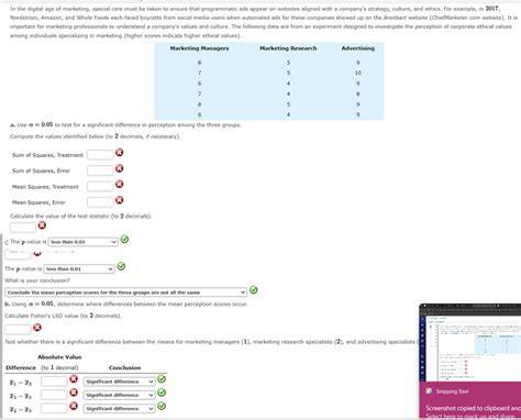 solved b ﻿using α 0 05 ﻿determine where differences