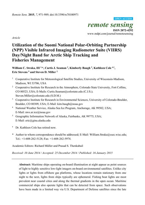 Pdf Utilization Of The Suomi National Polar Orbiting Partnership Npp