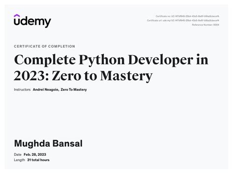 Mughda Bansal On Linkedin Udemy Course Completion Certificate