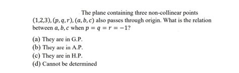 the plane containing three non collinear points 1 2 3 math