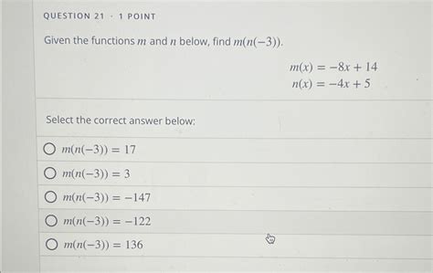 Solved QUESTION POINTGiven The Functions M And N Chegg Com