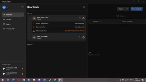 how to resolve unity hub error install failed installation failed