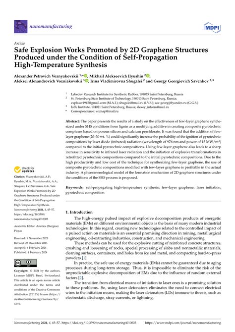 Pdf Safe Explosion Works Promoted By 2d Graphene Structures Produced