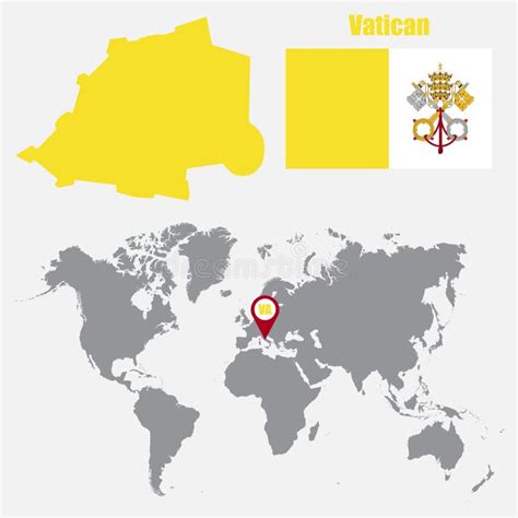 vatican map on a world map with flag and map pointer vector