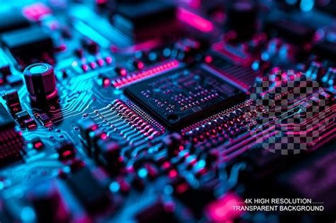 추상적인 하드웨어 및 소프트웨어 배경 투명한 배경의 회로판 디자인 프리미엄 Psd 파일