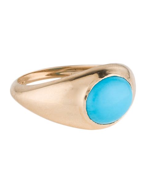 Ring 14k 214ct Turquoise Signet Ring 14k Yellow Gold Signet Ring