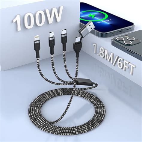 Amazon Com PD 100W USB C To Multi Charging Cable 6FT Universal 5 In 2 Fast Charging Cord 5A