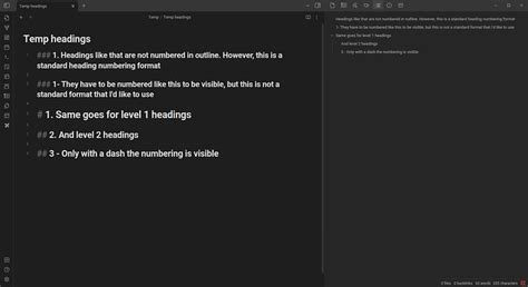 Headings With Numbers Miss In Toc Outline Of Heading Bug Graveyard