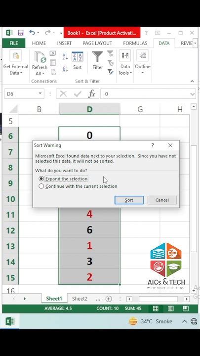 Data Sorting Shorts Excelshorts Exceltips Viral Ytshorts