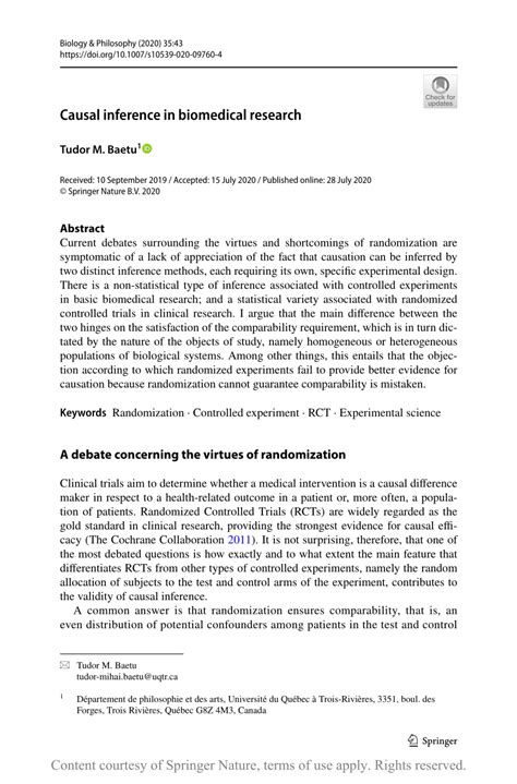 Causal Inference In Biomedical Research Request Pdf