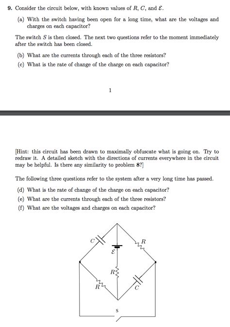 Solved Consider The Circuit Below With Known Values Of R Chegg