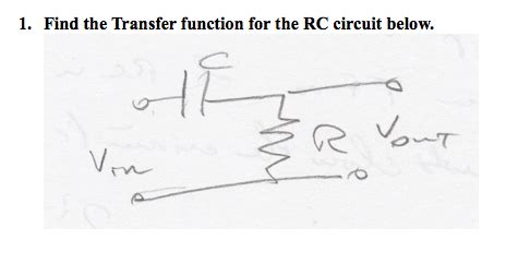 Solved Find The Transfer Function For The RC Circuit Chegg