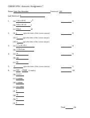 Chemistry Assignment 7 Answers And Solutions For CHEM 1P91 Course Hero