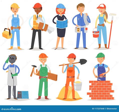 Builder Vector Constructor People Character Building Construction For
