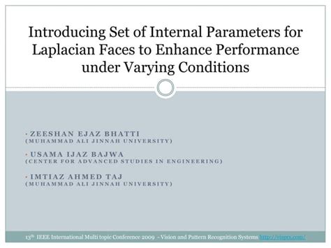 Introducing Set Of Internal Parameters For Laplacian Faces Pptx