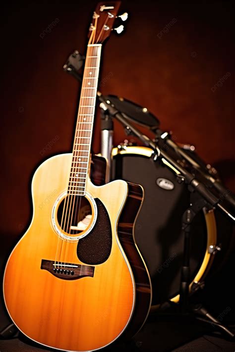 드럼 세트가 있는 어쿠스틱 기타 배경 배경 화면 및 일러스트 무료 다운로드 Pngtree
