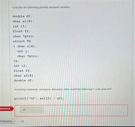 Solved Consider The Following Globally Declared Variables Chegg