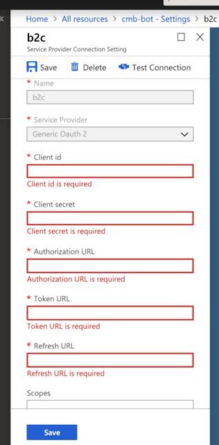 Auth Provider Settings For Ms Botframework Using Azure B2c Stack Overflow