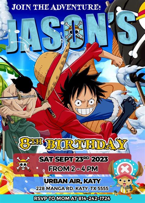 One Piece Anime Birthday Invitation At Liza Tubbs Blog