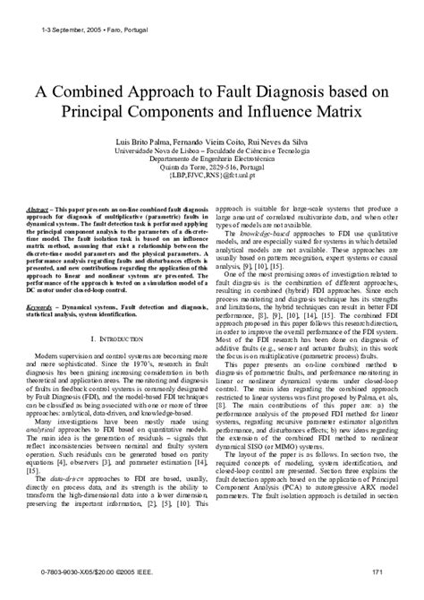 Pdf Combined Approach To Fault Diagnosis Based On Principal