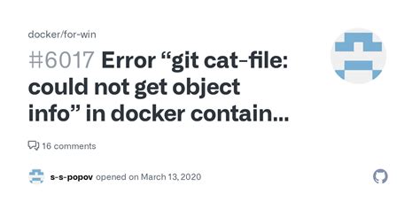 Error Git Cat File Could Not Get Object Info” In Docker Container After Docker Desktop Update